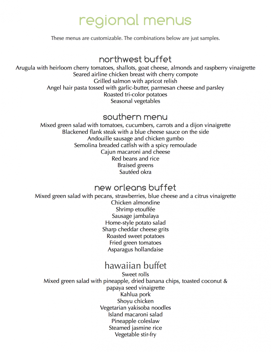 Mundo Catering Food Menu | Mexican, Italian, Asian & Much More